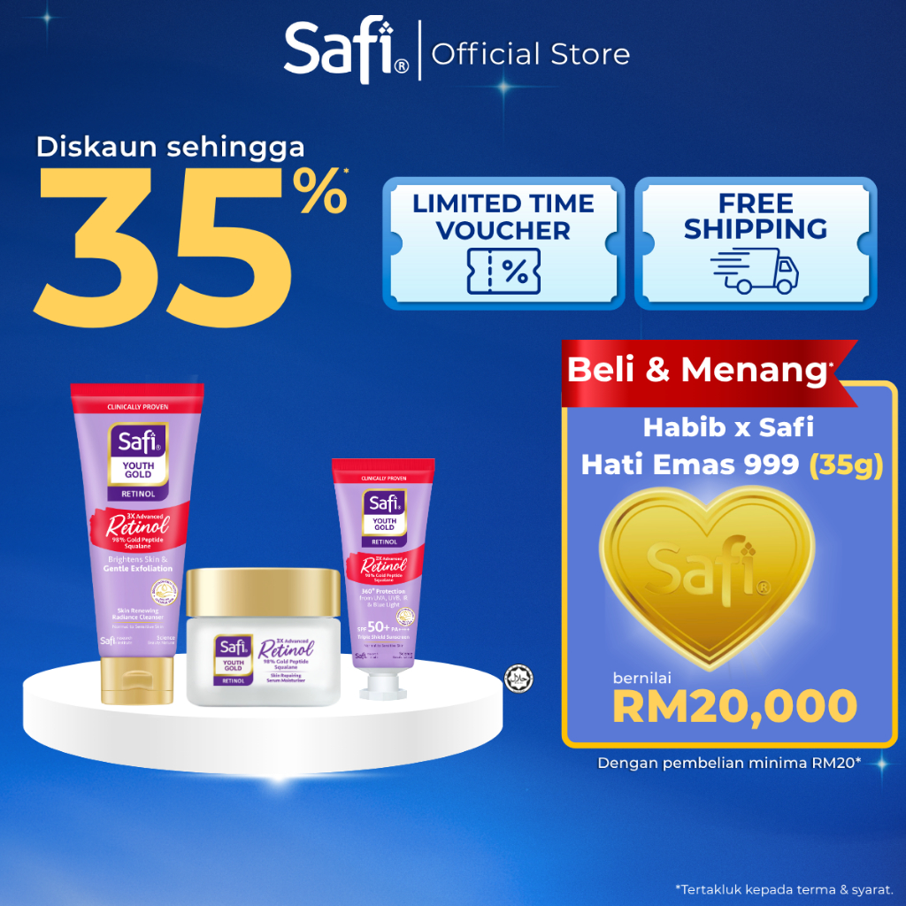 Safi Youth Gold Retinol Skincare Basic Set | Cleanser | Moisturiser ...