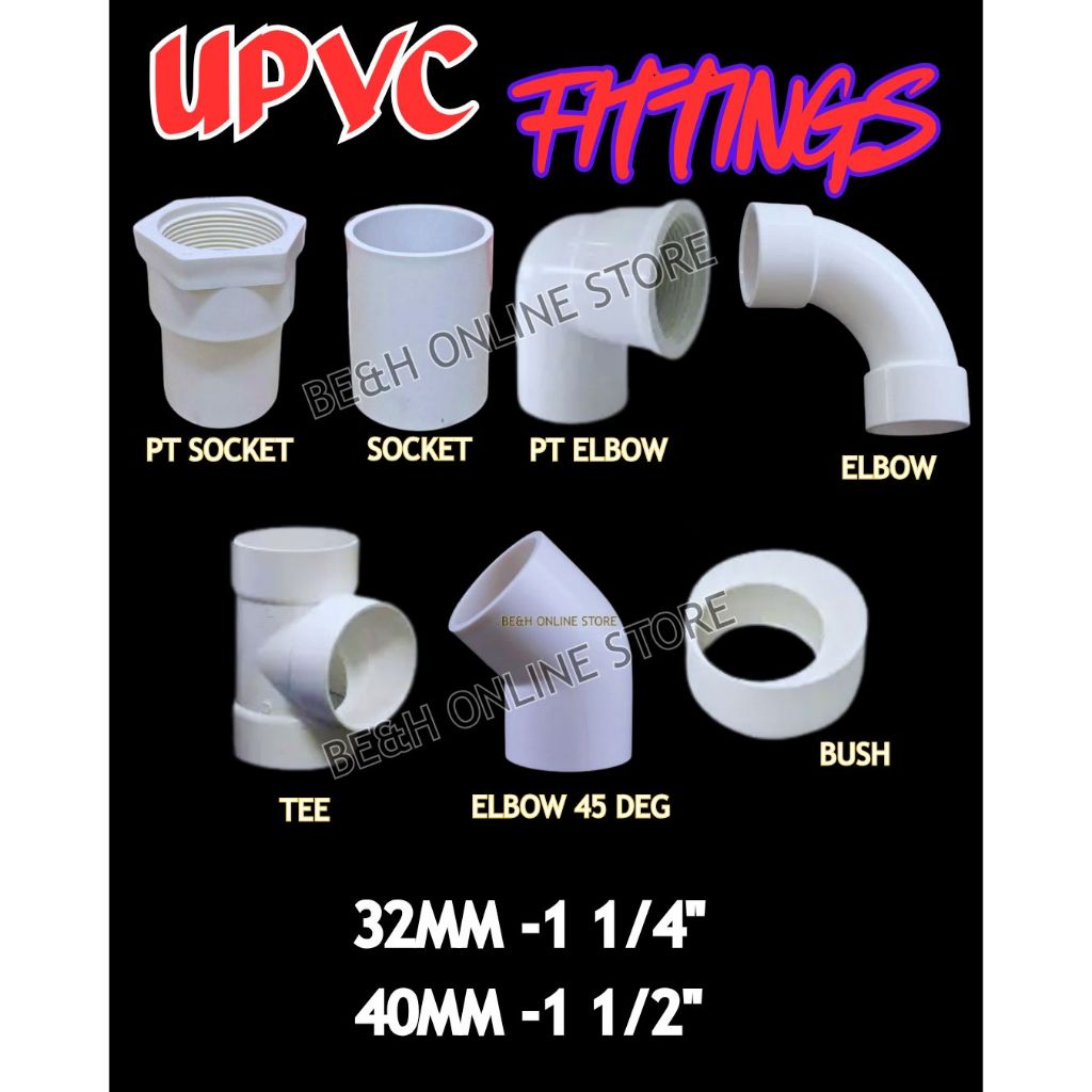 UPVC Pipe Fittings 40mm PT Socket,Socket,Elbow,Pt elbow,Tee,Bush,End ...