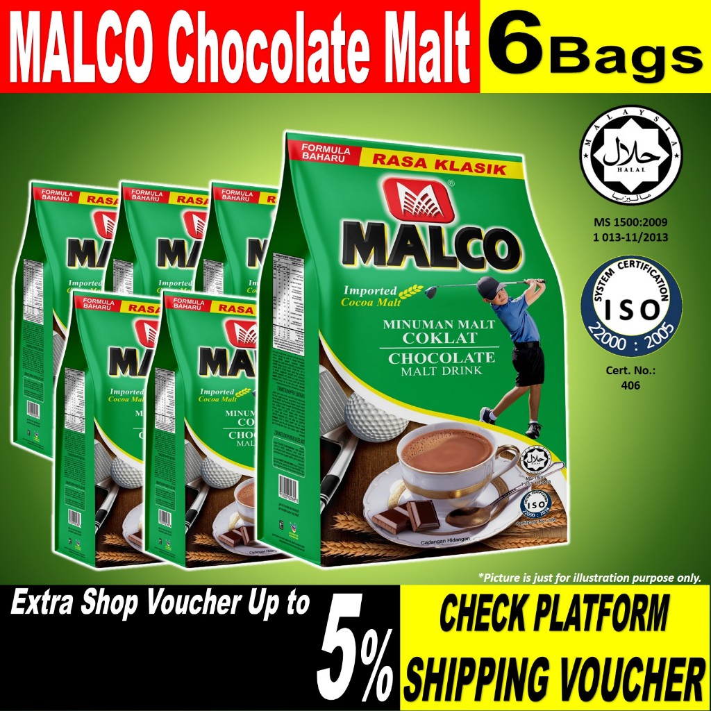 1.8KG x 6 Bags | MALCO | Chocolate Malt Drink | Minuman Coklat | HALAL ...