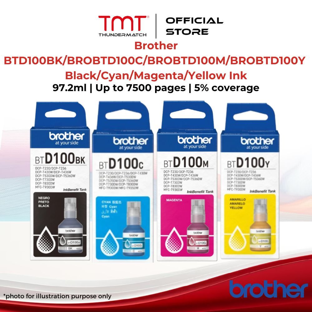 Brother BTD100BK/BROBTD100C/BROBTD100M/BROBTD100Y Black/Cyan/Magenta ...