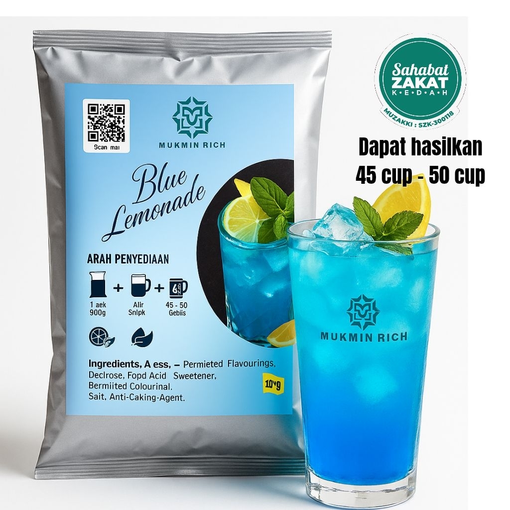 Blue Lemonade 200g Mukmin Rich | Serbuk Minuman Premium Air Balang, Ice ...