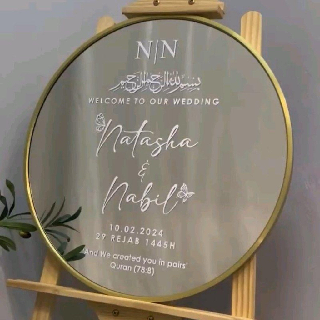 STICKER CERMIN KAHWIN | MIRROR STICKER WEDDING | WELCOMEBOARD WEDDING ...