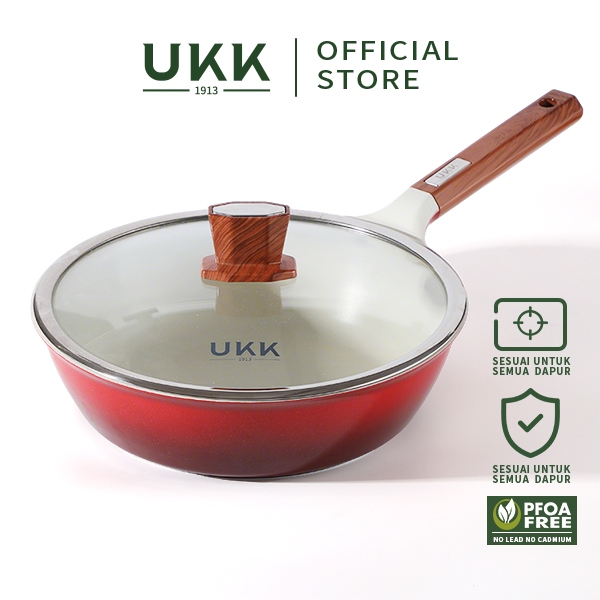 UKK1913 Nonstick 20/24/28cm Deep Stir-Fry Pan Wok with No PFAS& PTFE ...