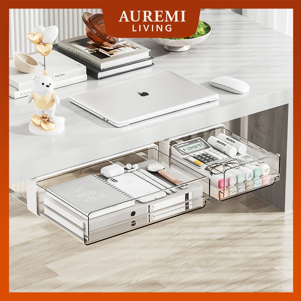 Auremi Under Desk Transparent Pull-Out Drawer – Hidden Storage for ...