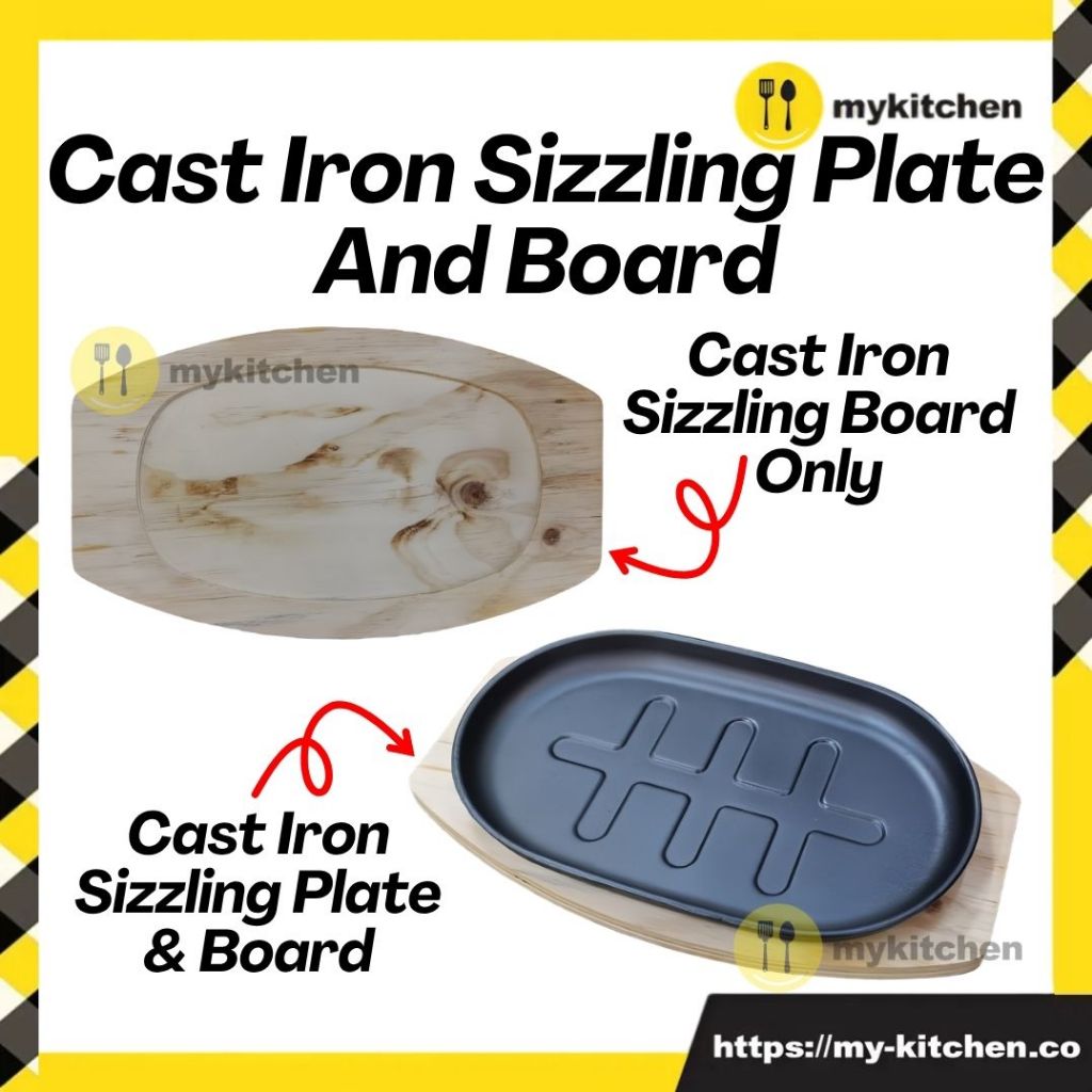 [MY KITCHEN] Pre-Seasoned Sizzling Plate Cast Iron Hot Plate Oval with ...