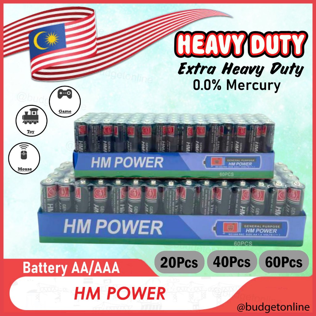 HM POWER General Purpose Heavy-Duty Battery 1.5V AA R6C AAA R03/Bateri ...