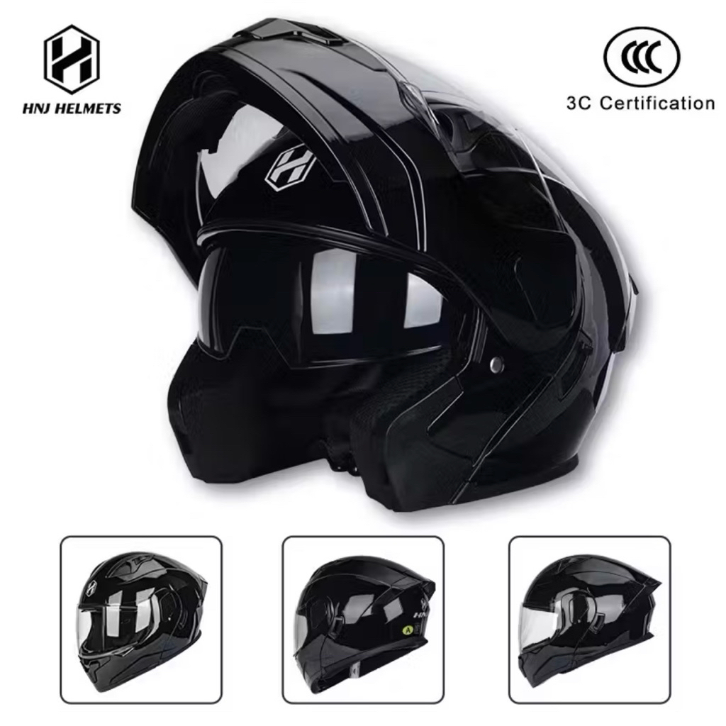 (READYSTOCK) HNJ Flip Up Helmet Motor Motorcycle Double Visor Modular ...
