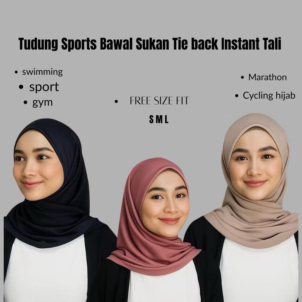 Tieback Tudung Bawal Sukan Tieback Tudung Sports Muslimah | Kain ...