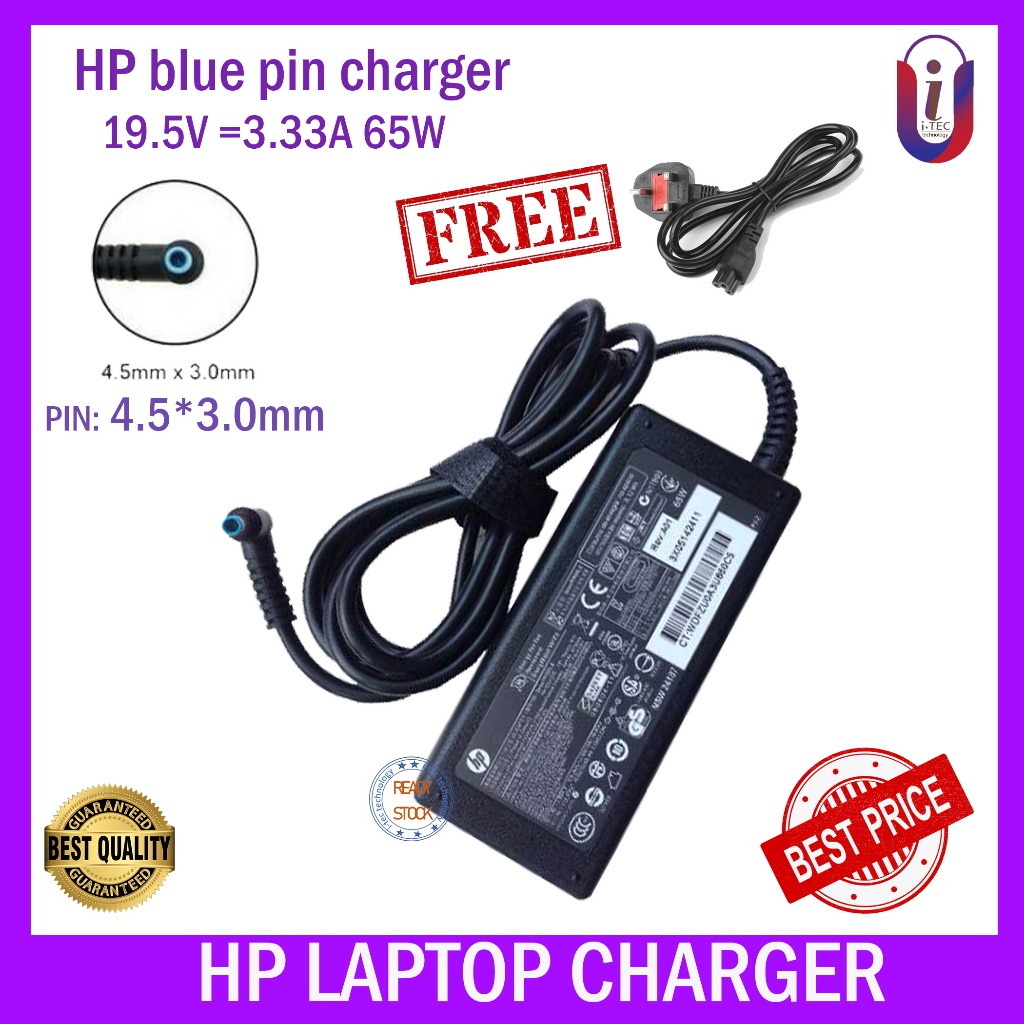 hp laptop 15-fd0059TU charger blue pin with free powercable fit for ...