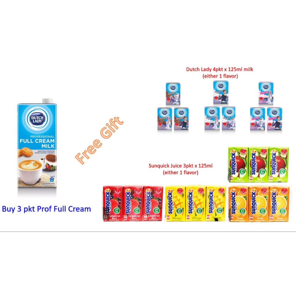 Dutch Lady Professional Full Cream Milk 1L (buy 3 pkt have free gift ...