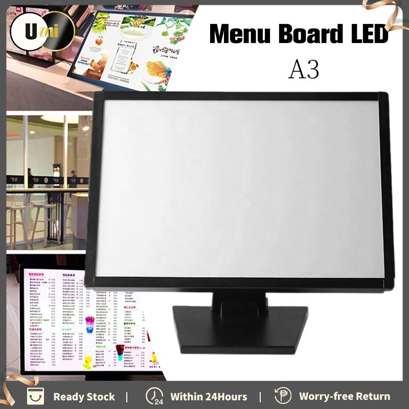 A3 Super Bright Counter Order Light Box Restaurant Display Board Stand ...