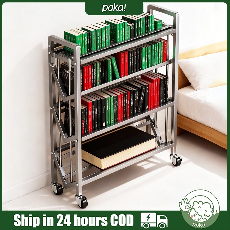 Bookshelf Almari Buku Steel Metal Book Rack Rak Buku Besi 2/3/4/5Tier ...