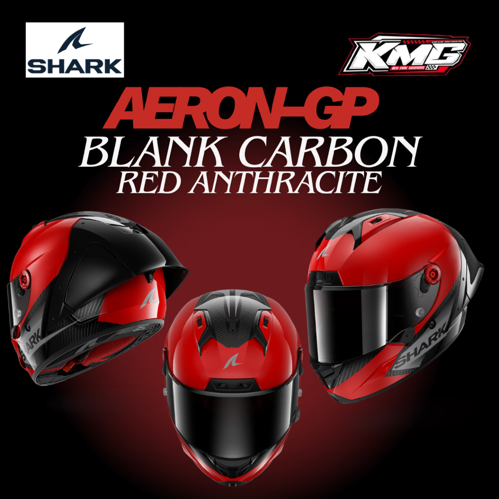 SHARK HELMETS AERON GP BLANK CARBON RED ANTHRACITE (Shark Helmet ...