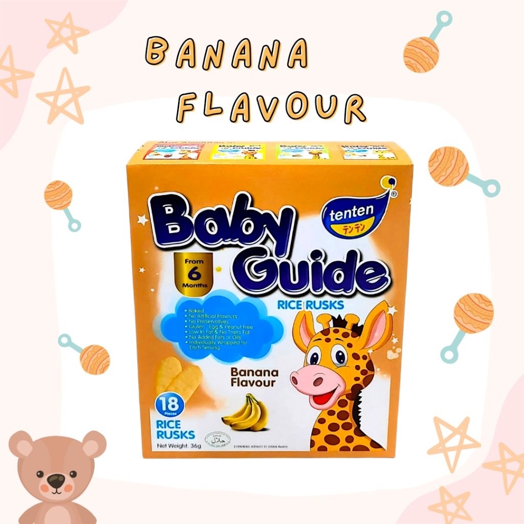 Tenten Baby Guide Rice Rusks (36g) - Banana Flavour (6 months ...