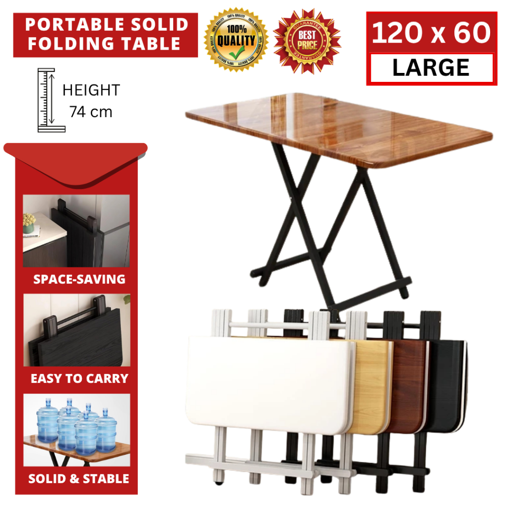 SABAH READY STOCK - PORTABLE SOLID FOLDING TABLE -120*60CM (MEJA ...