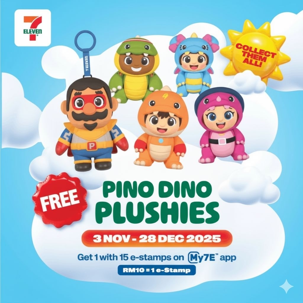 Pino Dino Papa Zola The Movie 7 Eleven 711 Plushies (Limited Edition ...