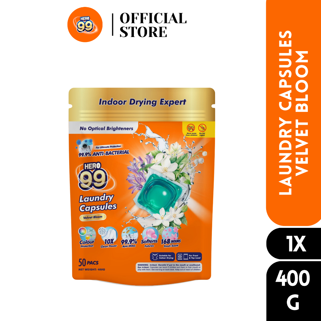 HERO 99 LAUNDRY DETERGENT CAPSULES - VELVET BLOOM 400G | Shopee Malaysia