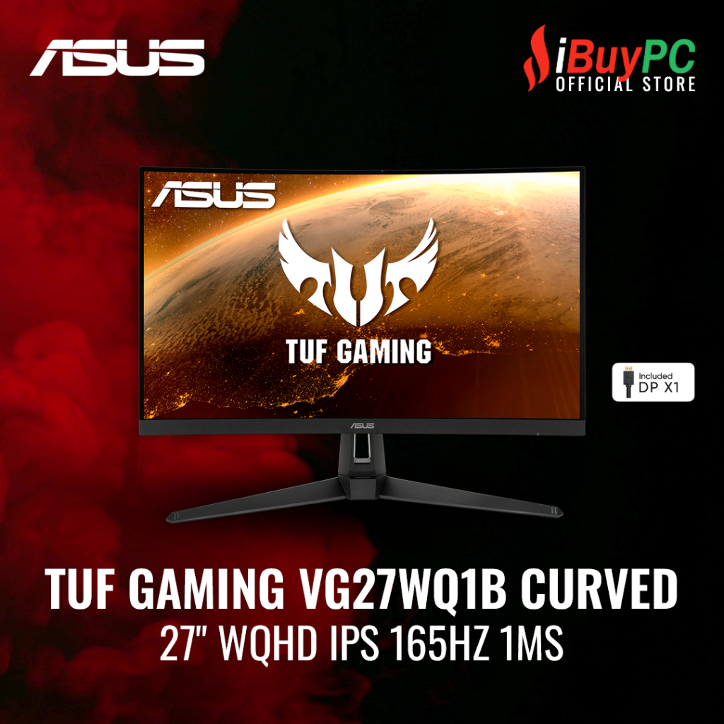 ASUS TUF GAMING VG27WQ1B 27" WQHD IPS 165Hz 1ms Curved Gaming Monitor ...