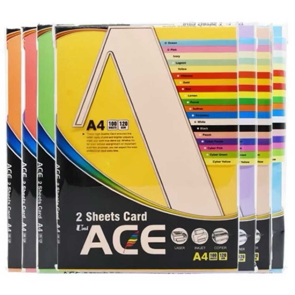 ACE 2 Sheets Card 120GSM A4 Colour Card Kad Kertas Warna Two Sheet Card ...