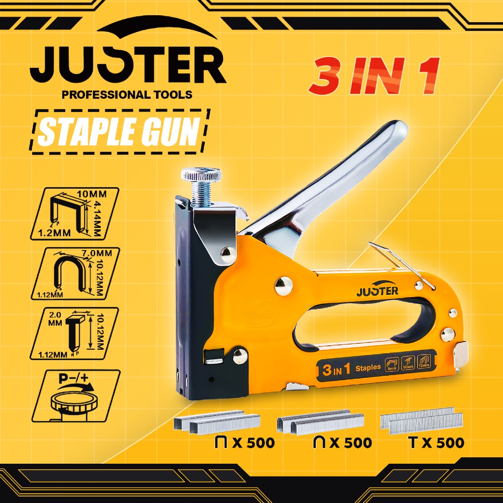 JUSTER JLD38006 Staple Gun 3 in 1 Staple Gun Nailer Furniture Tool Wood ...