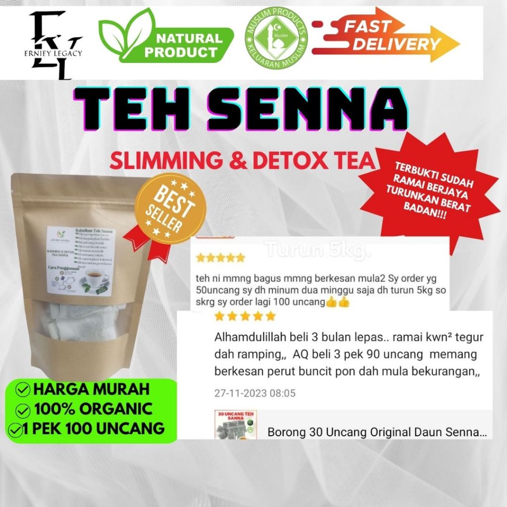 100 Uncang Original Daun Senna Uncang 2.0g | Original Sanna Tea |Teh ...