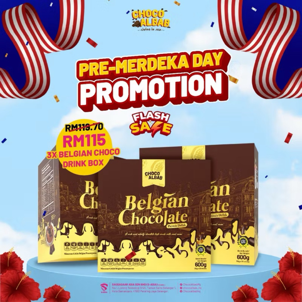 [🔥POS 24 JAM] 💯 ORI TRIO COMBO Belgian Chocolate Drinks 60 Sachet ...