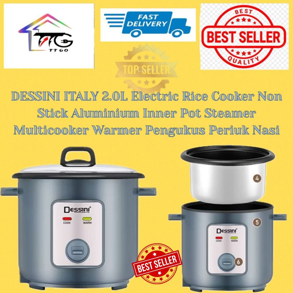 DESSINI ITALY 3.0L Electric Rice Cooker Non Stick Aluminium Inner Pot ...