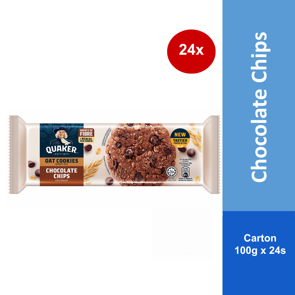 [Carton of 24] Quaker Oat Cookies Chocolate Chips 100g | Shopee Malaysia