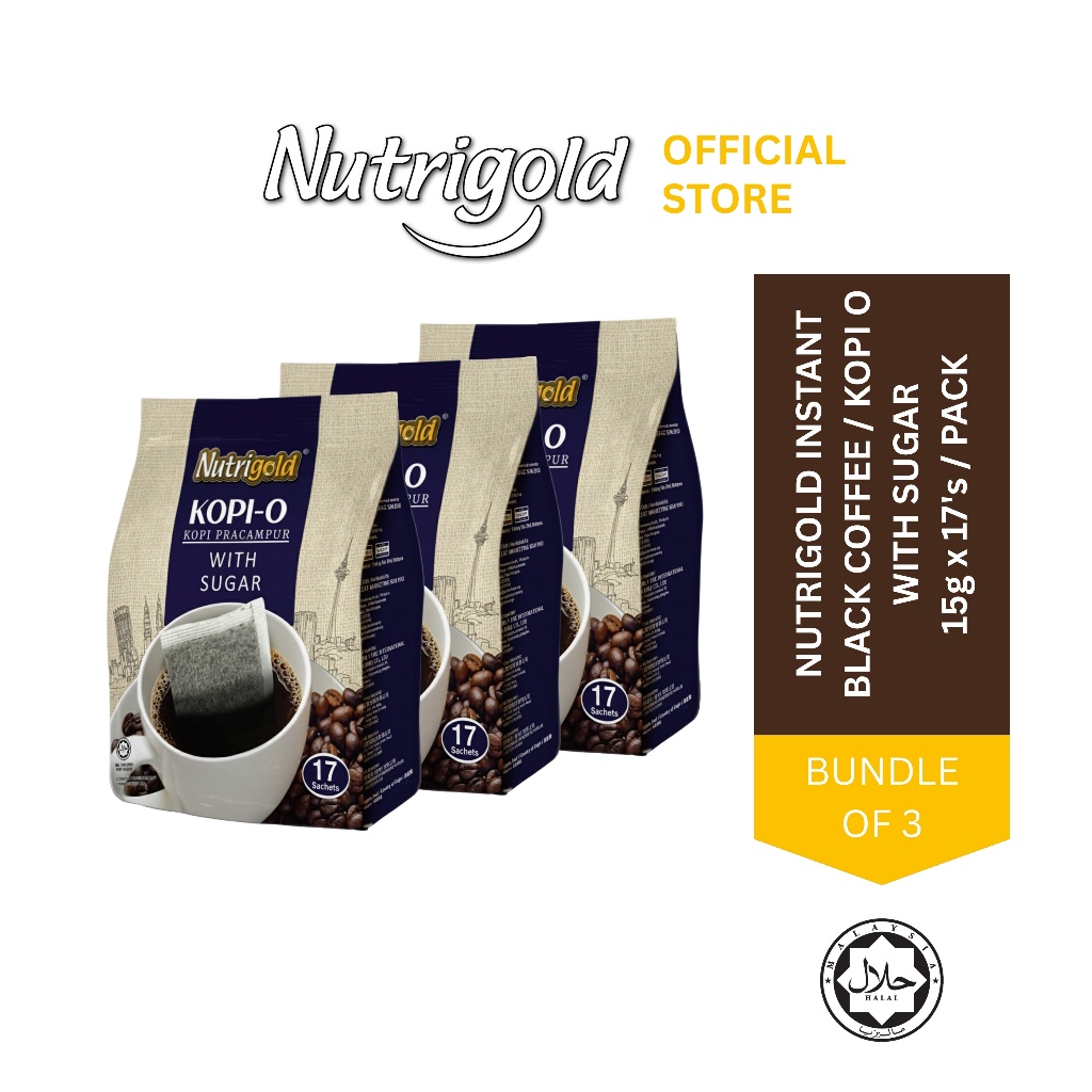 [Bundle of 3] Nutrigold Instant Black Coffee / Kopi O (10/15g x 17 Bags ...