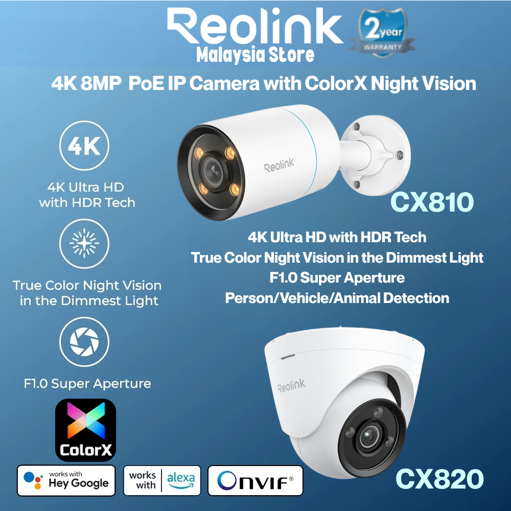 Reolink CX810 CX820 ColorX 8MP/ CX410 PoE IP Camera True Full-Color ...