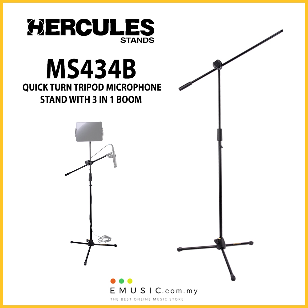 Hercules MS434B Quick Turn Tripod Microphone Stand with 3 In 1 Boom ...