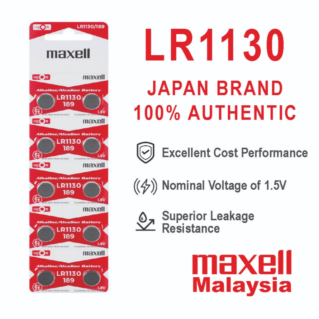 (Original) LR1130 Maxell Micro Alkaline Battery Button Cell ( 1pc ...