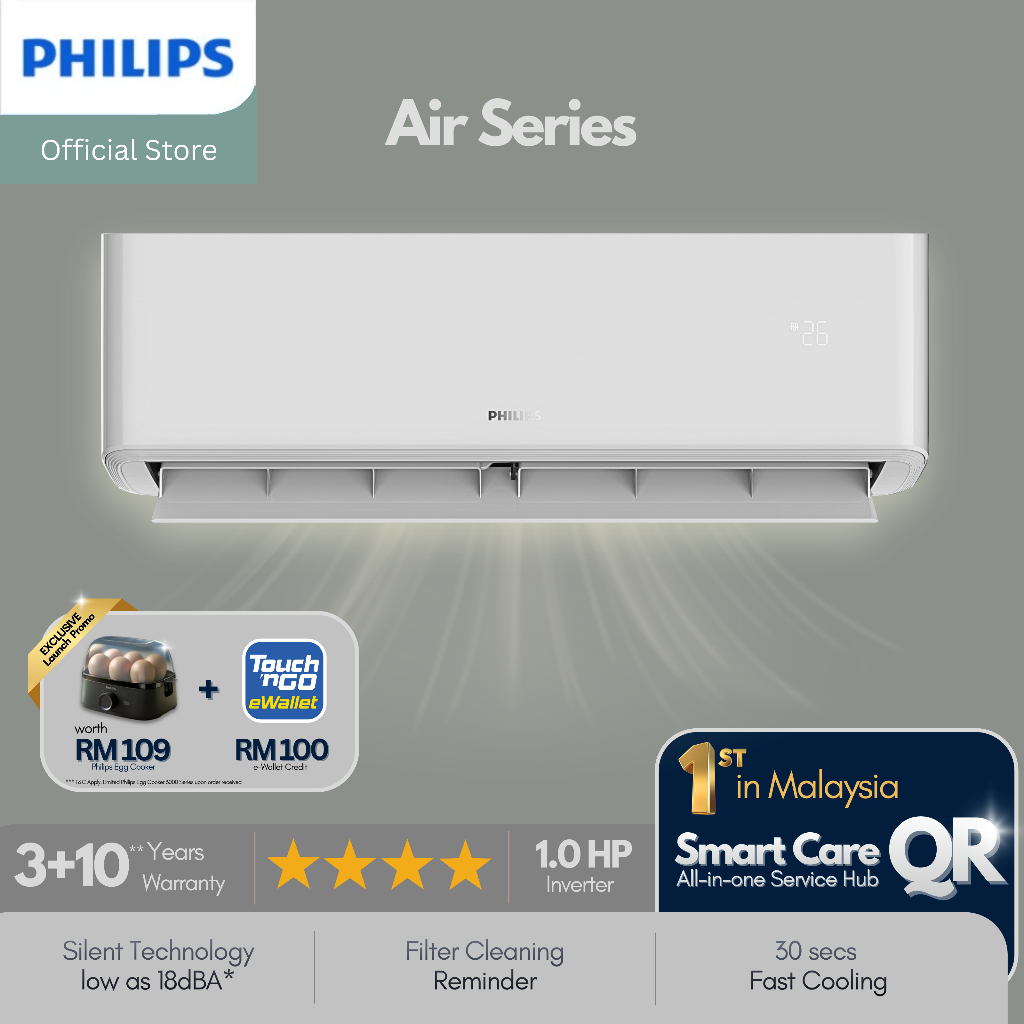 Philips 1.0HP Air Conditioner Inverter 4 Star Air Series AC-Ab1 ...
