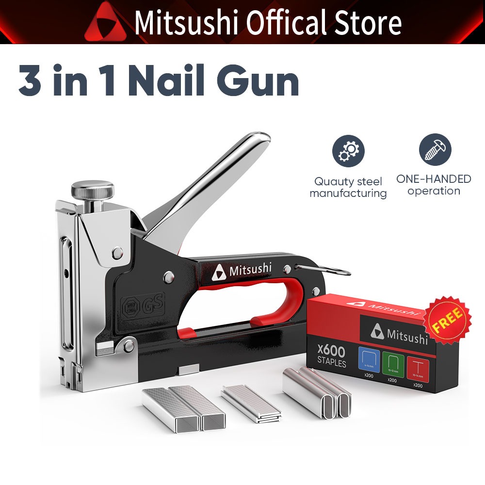 Mitsushi Stapler Gun Heavy Duty 3 In1 Staple Nail Gun Machine Kayu ...