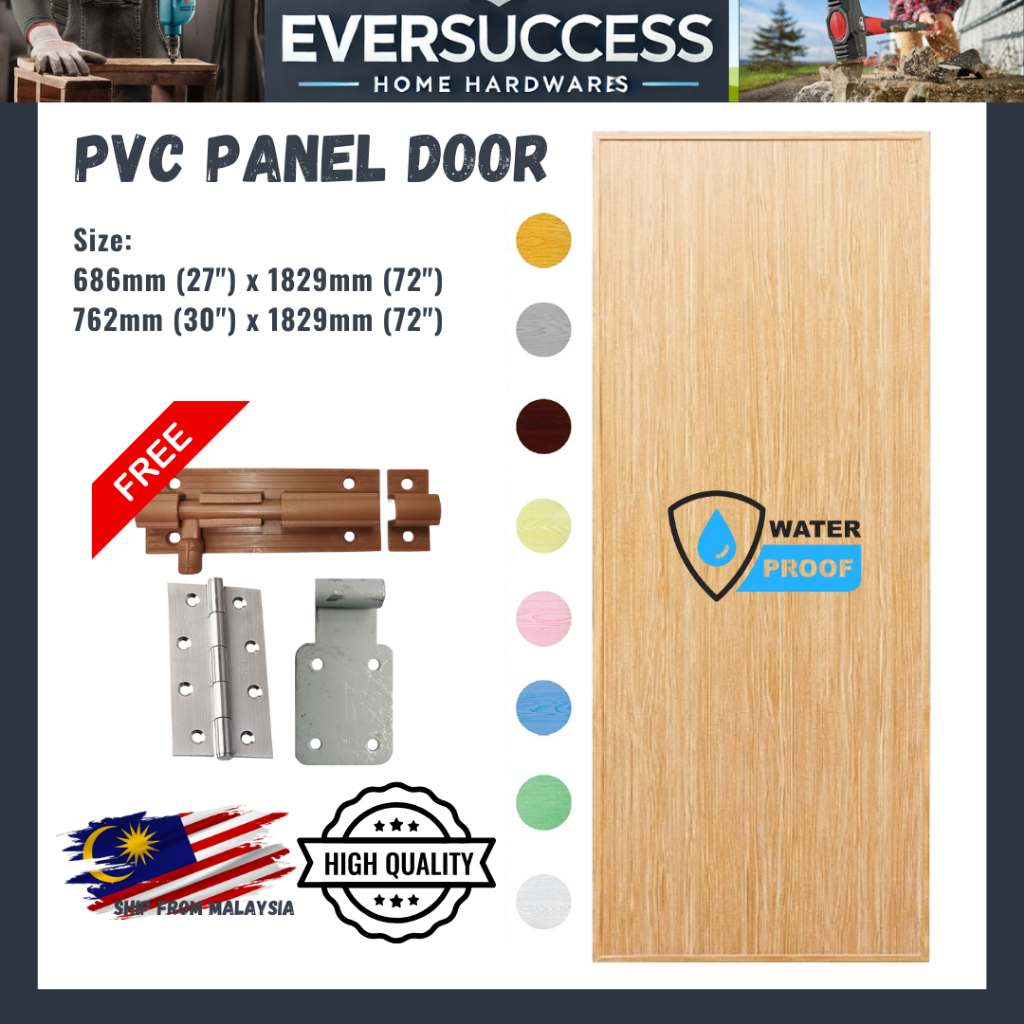 PVC Panel Door 27"x72" 30"x72" Ready Stock Water Proof Door Toilet Door ...