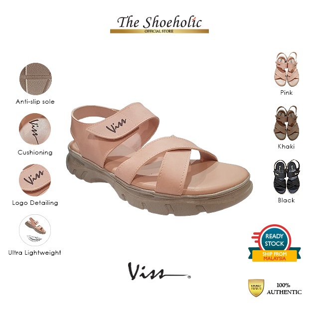 Viss Ladies Sandal Shoes VS23268 (Pink/Almond/Purple/Black) | Shopee ...