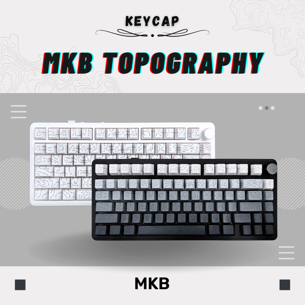 MKB Topography Black / White/ Polar Day PBT PC Double-Shot Cherry Profile Keycap Set for ...