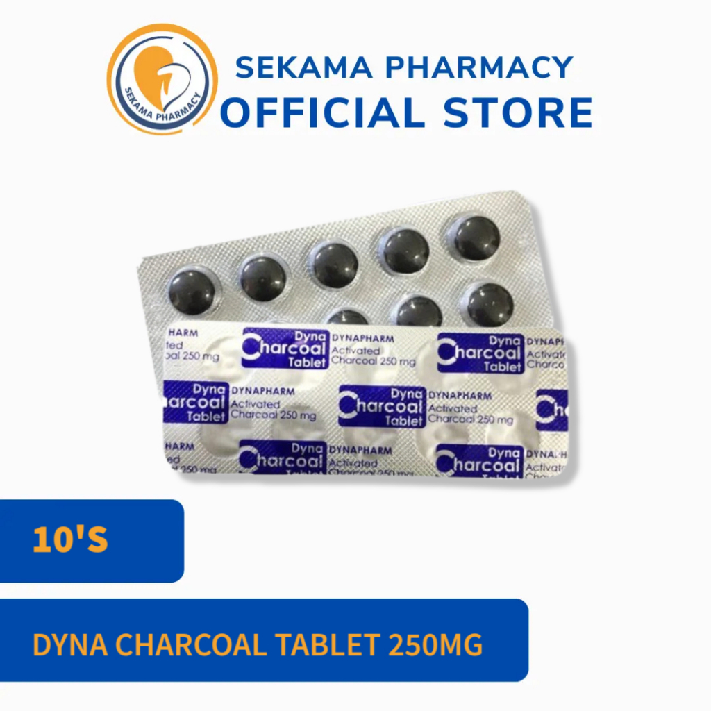DYNA CHARCOAL TABLET 250MG 10'S/STRIP (ACTIVATED CHARCOAL) [EXP: 12/ ...