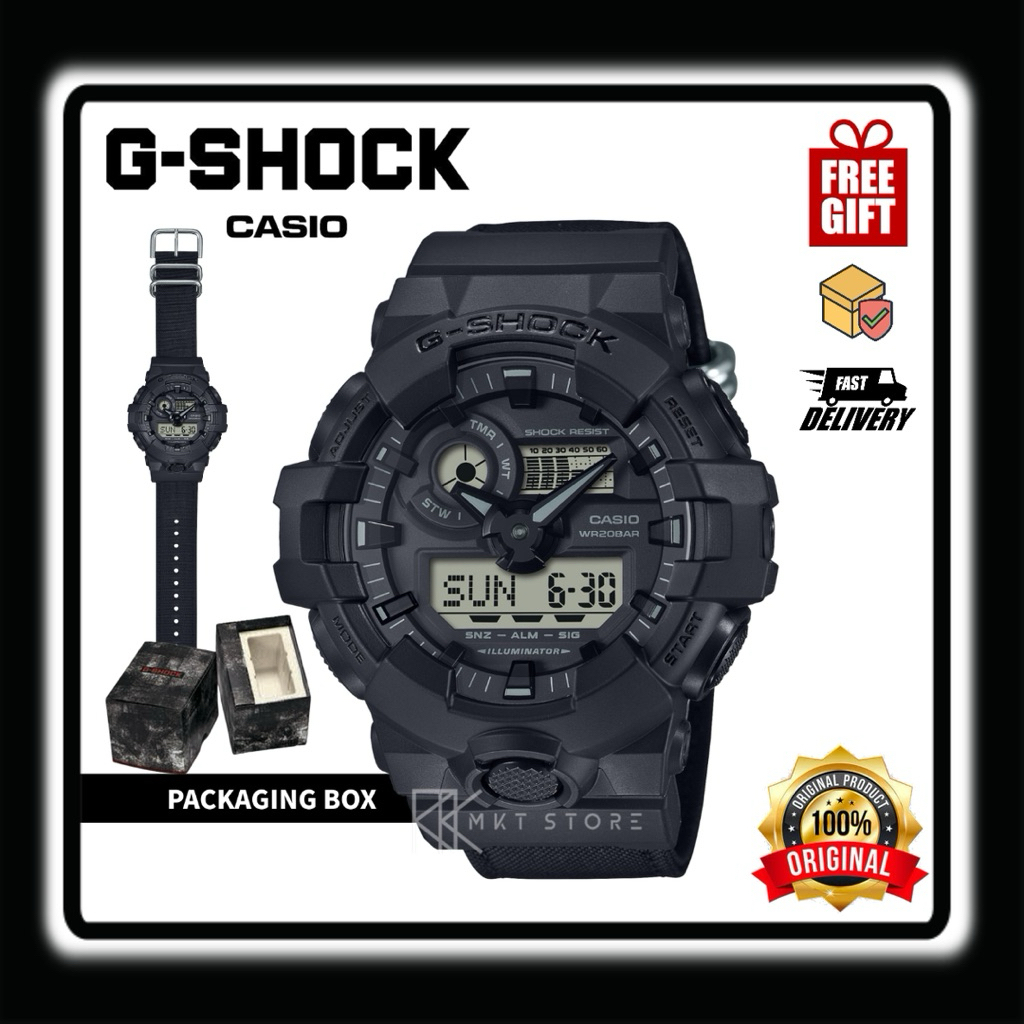 Original Casio G-shock Utility Black Cloth Band Series GA-700BCE / GA ...
