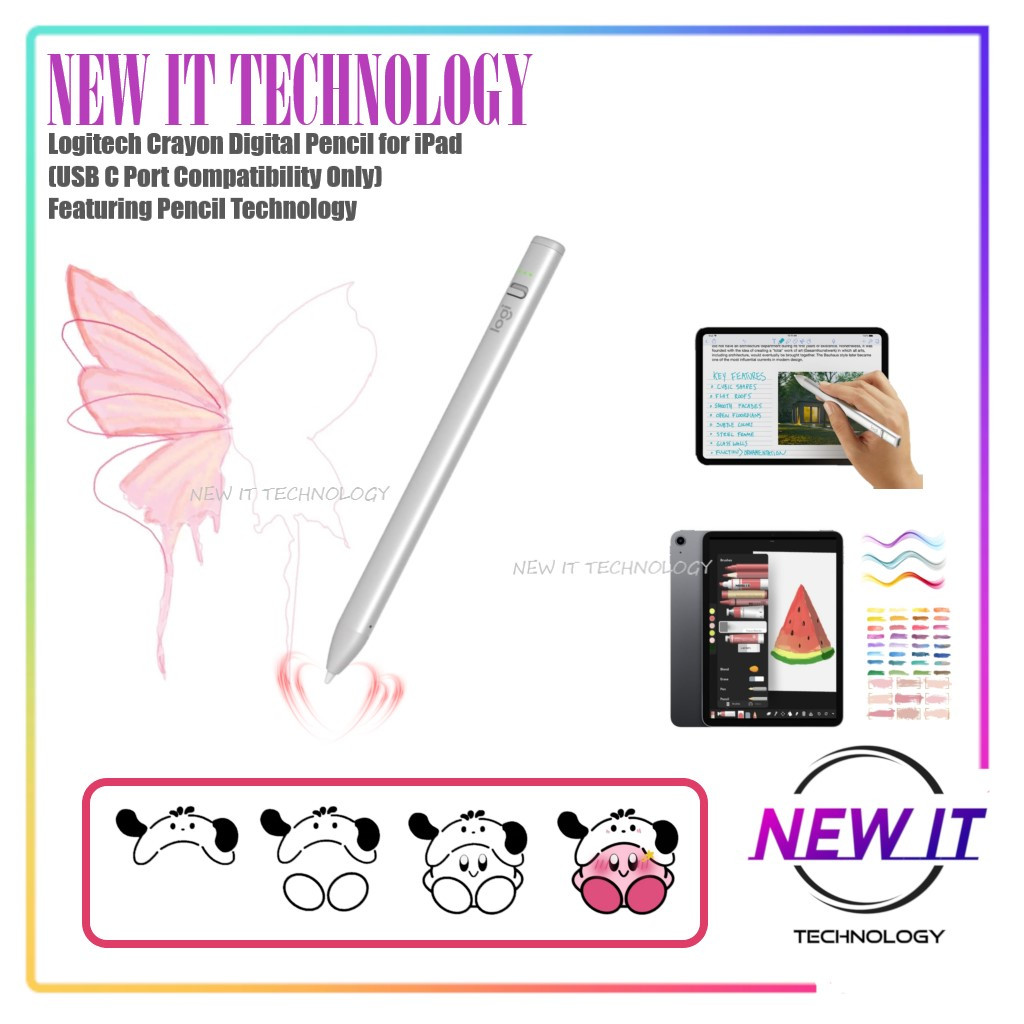 Logitech Crayon Digital Pencil for iPad (USB C Port Compatibility Only ...