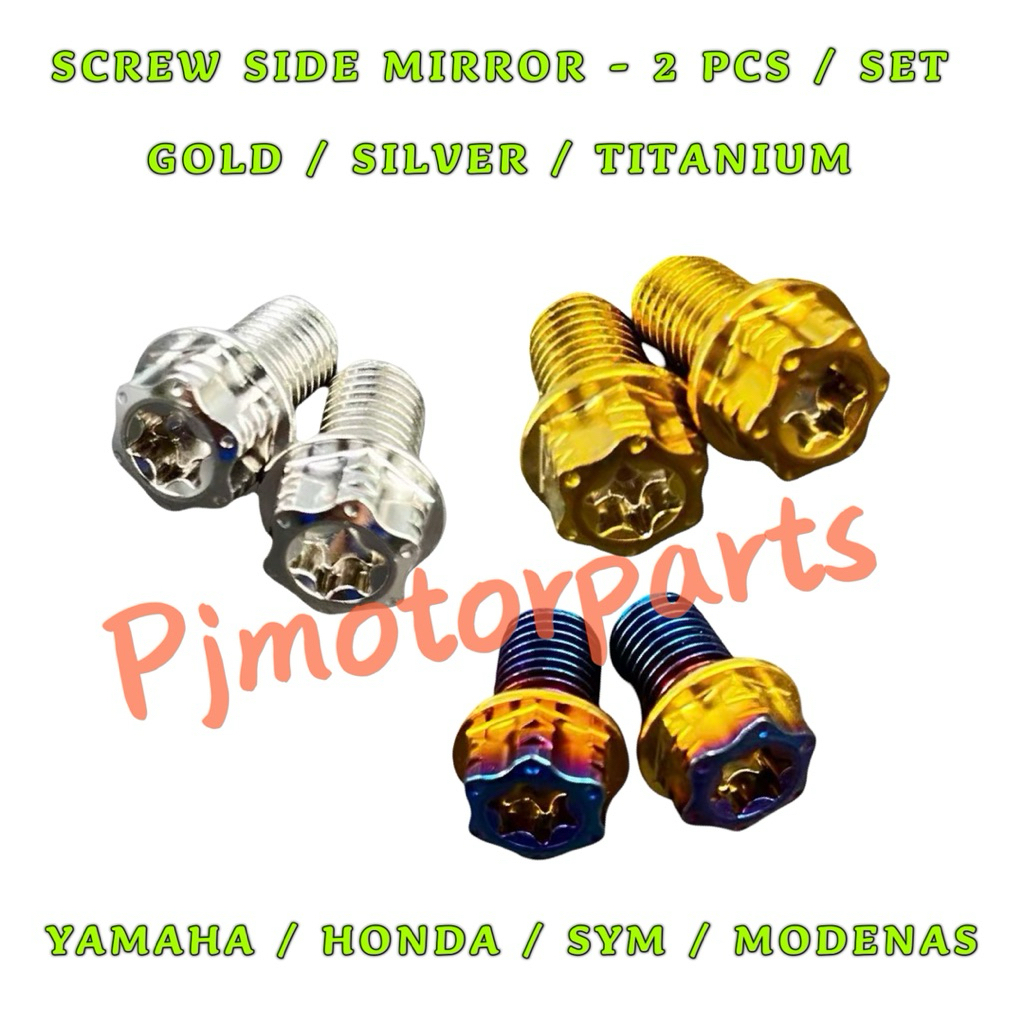 (2 PCS / 1 SET) YAMAHA HONDA SYM MODENAS GOLD SILVER TITANIUM SIDE ...