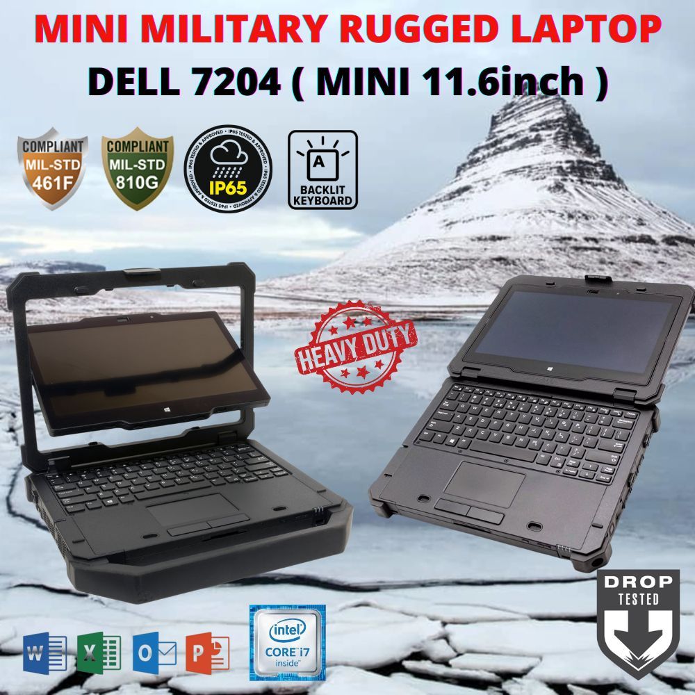 MINI Dell Rugged 7204 i7 Military Laptop | IP65 Waterproof | Shockproof ...