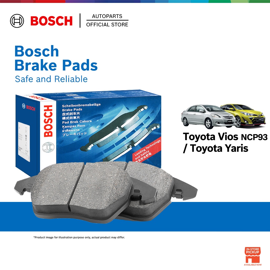 Bosch Front Brake Pads for Toyota Vios NCP93 J E Spec (2007 - 2012 ...