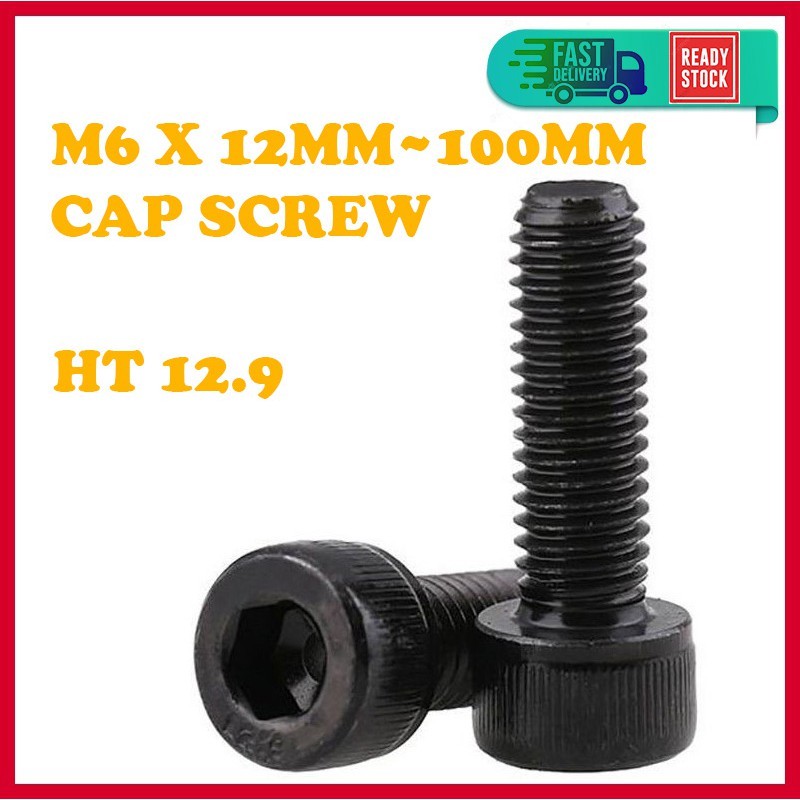 M6 Socket Cap Screw M6 X 12MM~100MM High Tensile Hex Nut Washer 12.9 ...
