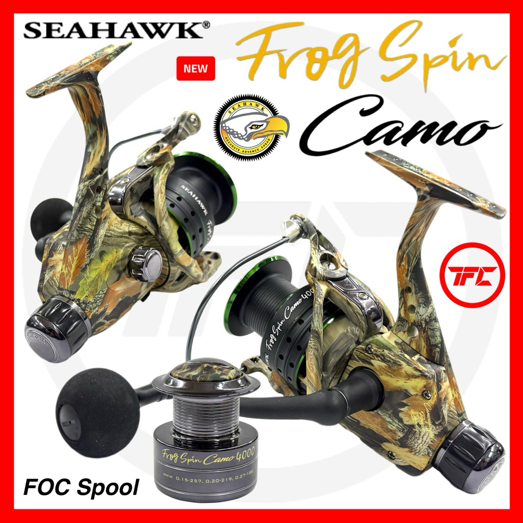 SEAHAWK Frog Spin Camo & Frog Spin FX Spinning Fishing Reel Frog Sound ...