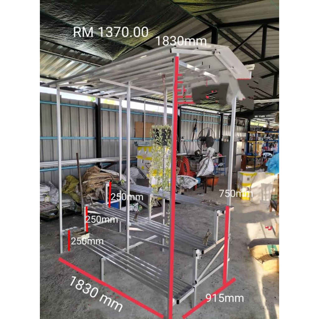 Aluminium Large Size Garden Stand with Shade and Hanger 可挂盆有顶花架 ...