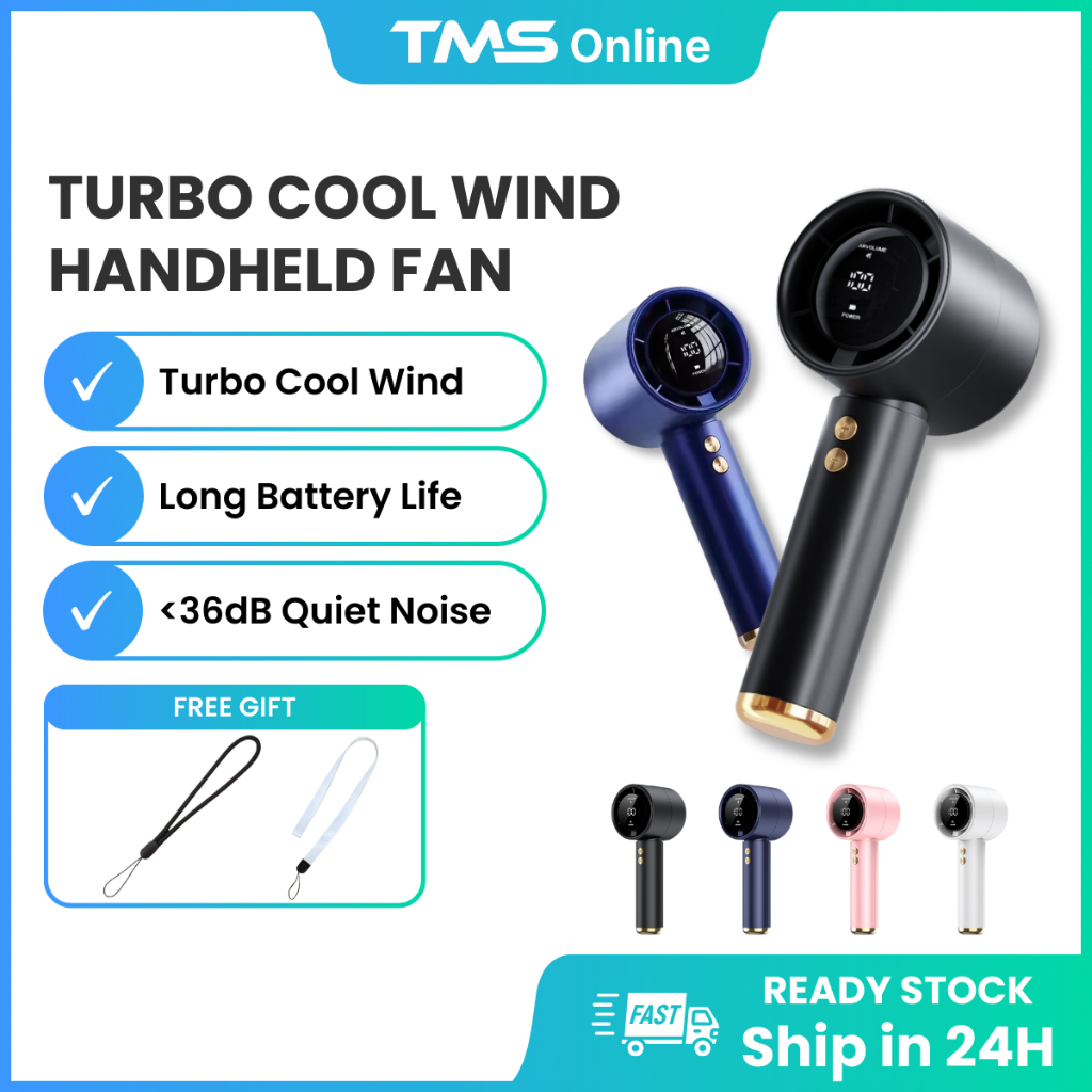 TMS Mini Turbo Handheld Portable USB Mini Hand Fan LED Kipas Tangan 100 ...