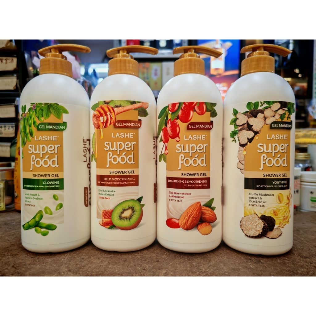 LASHE SUPER FOOD SHOWER GEL 610g expired 2027 | Shopee Malaysia
