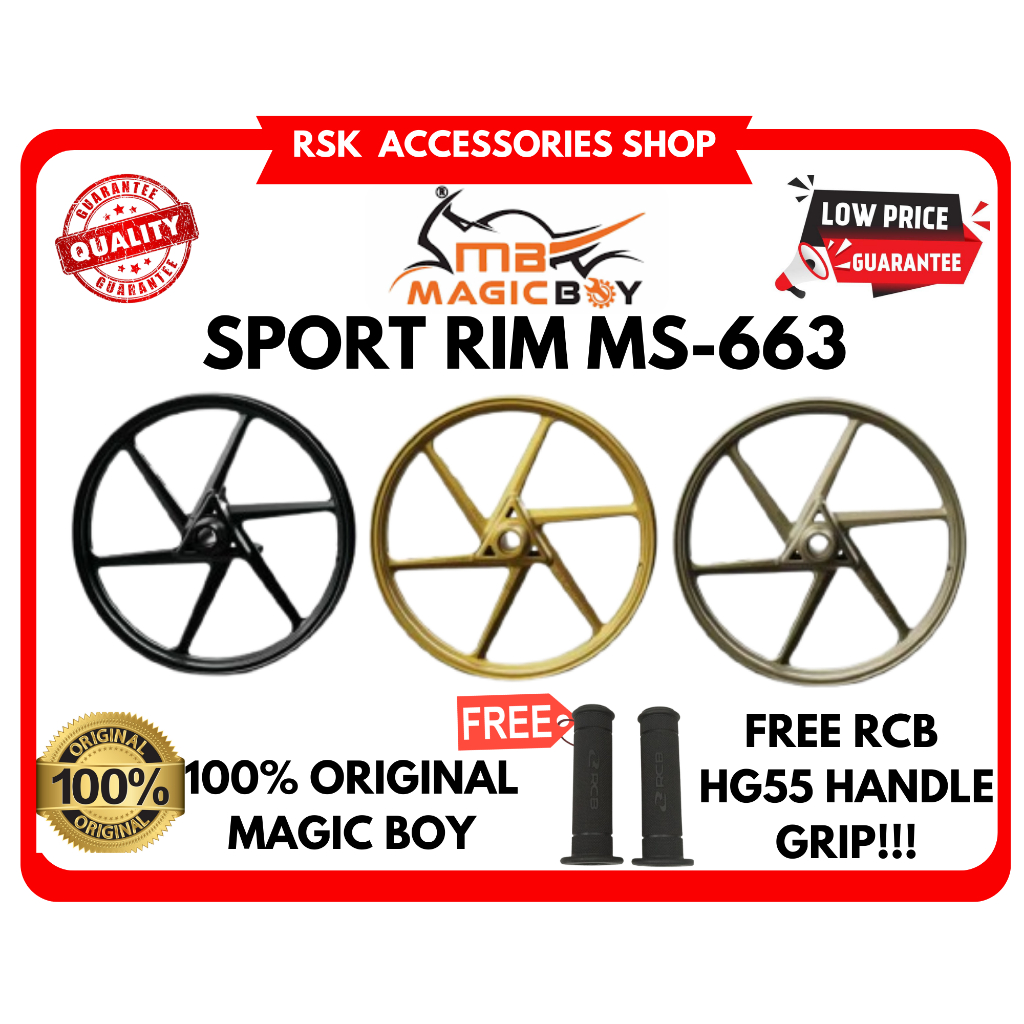 (FREE RCB HANDLE GRIP)MAGIC BOY SPORT RIM MS-663 PNP QJ AX200S NOVA160 ...
