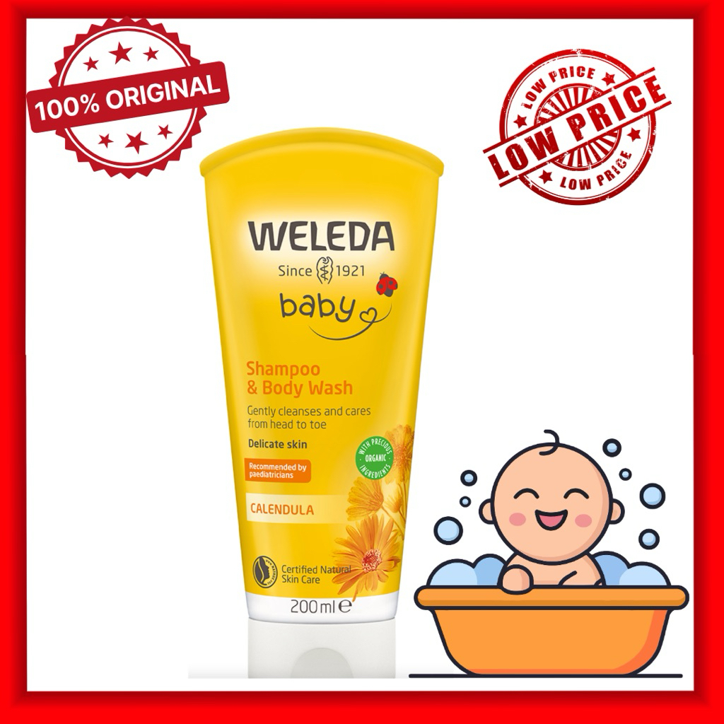 Weleda Calendula Body Wash & Shampoo Gentle & soothing cleanser 200ML ...